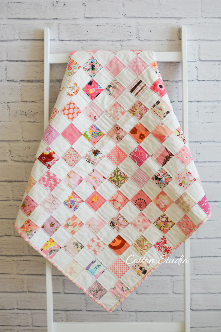 Checkerboard Pre-Cut Baby Girl Quilt Kit – Cotton Studio